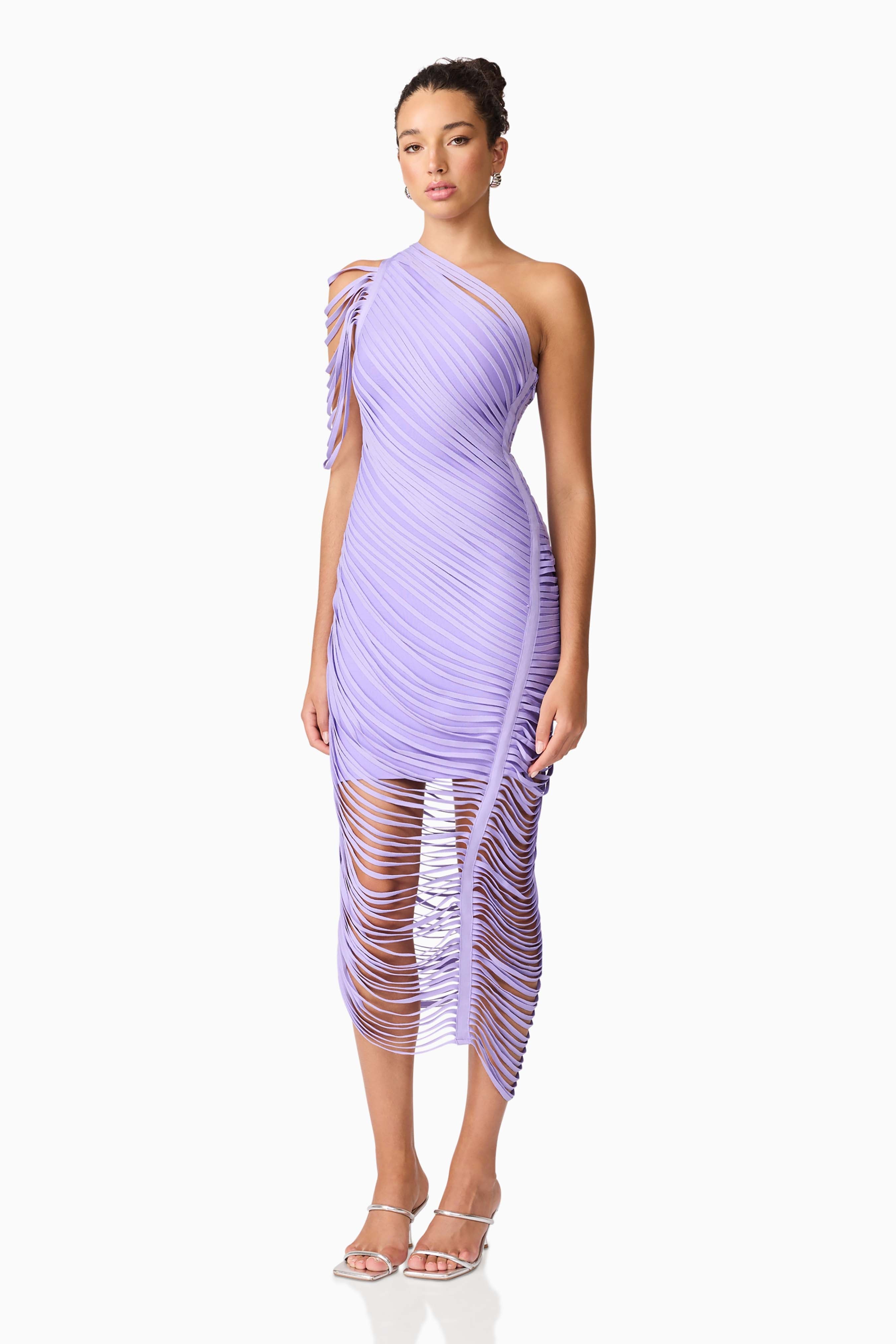 Alya Asymmetrical Midi Dress in Purple