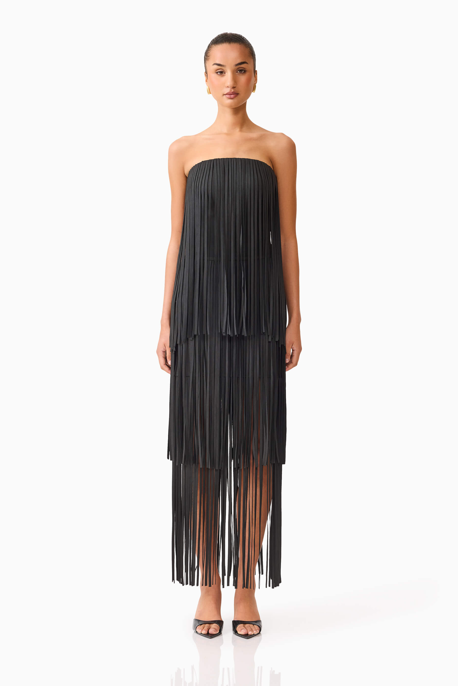 Alya Tiered Maxi Dress in Black