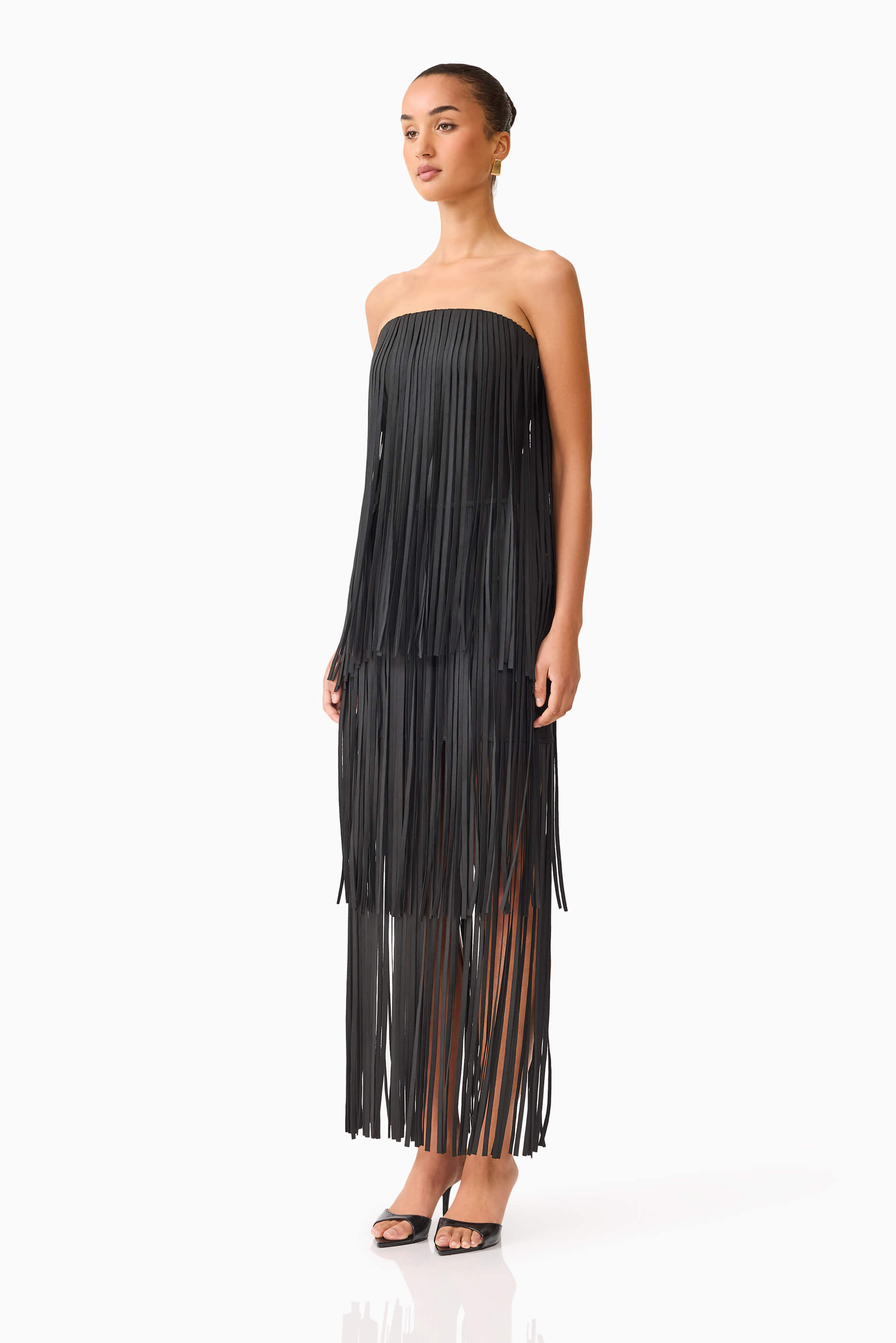 Alya Tiered Maxi Dress in Black