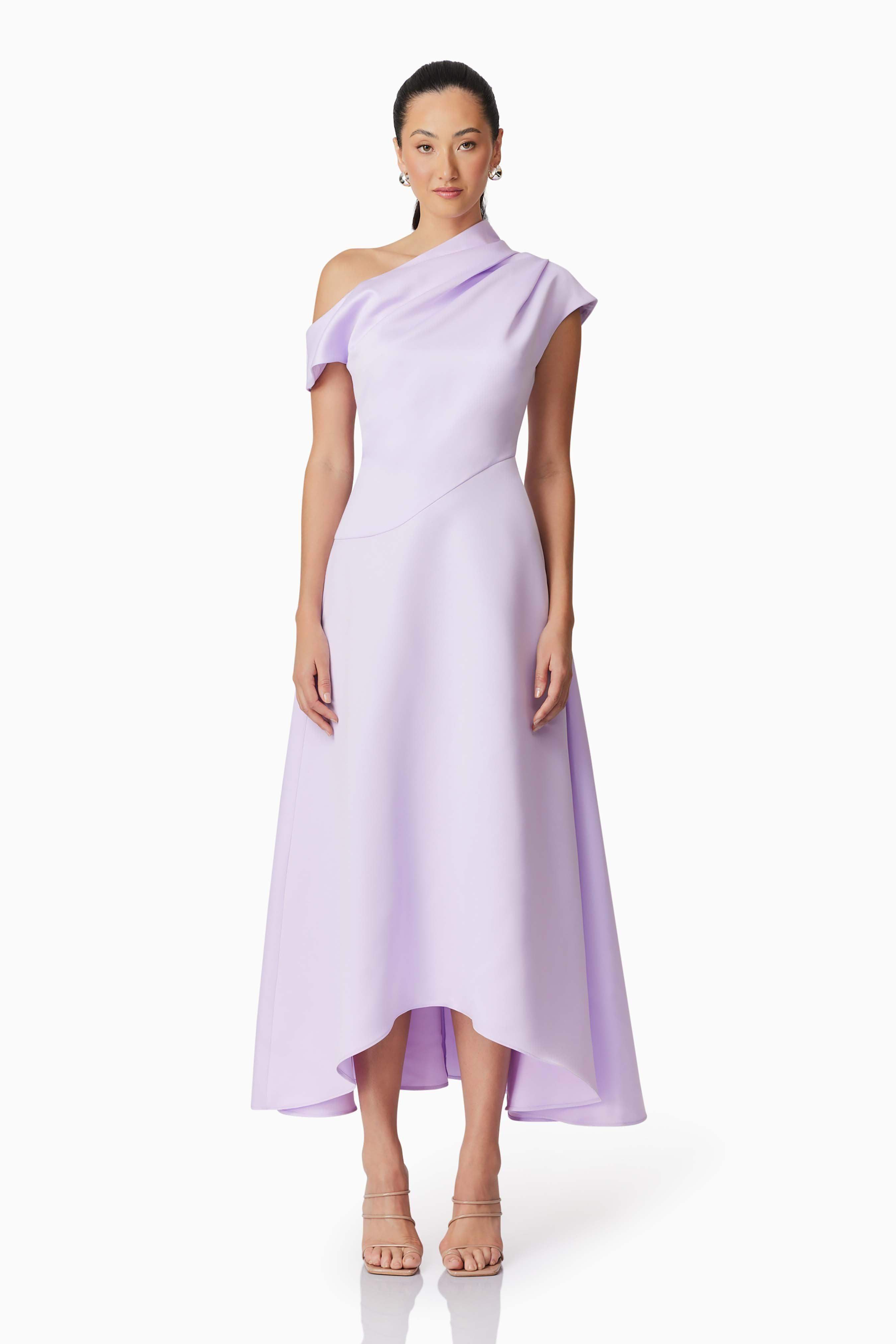 Marissa One Shoulder Gown in Purple