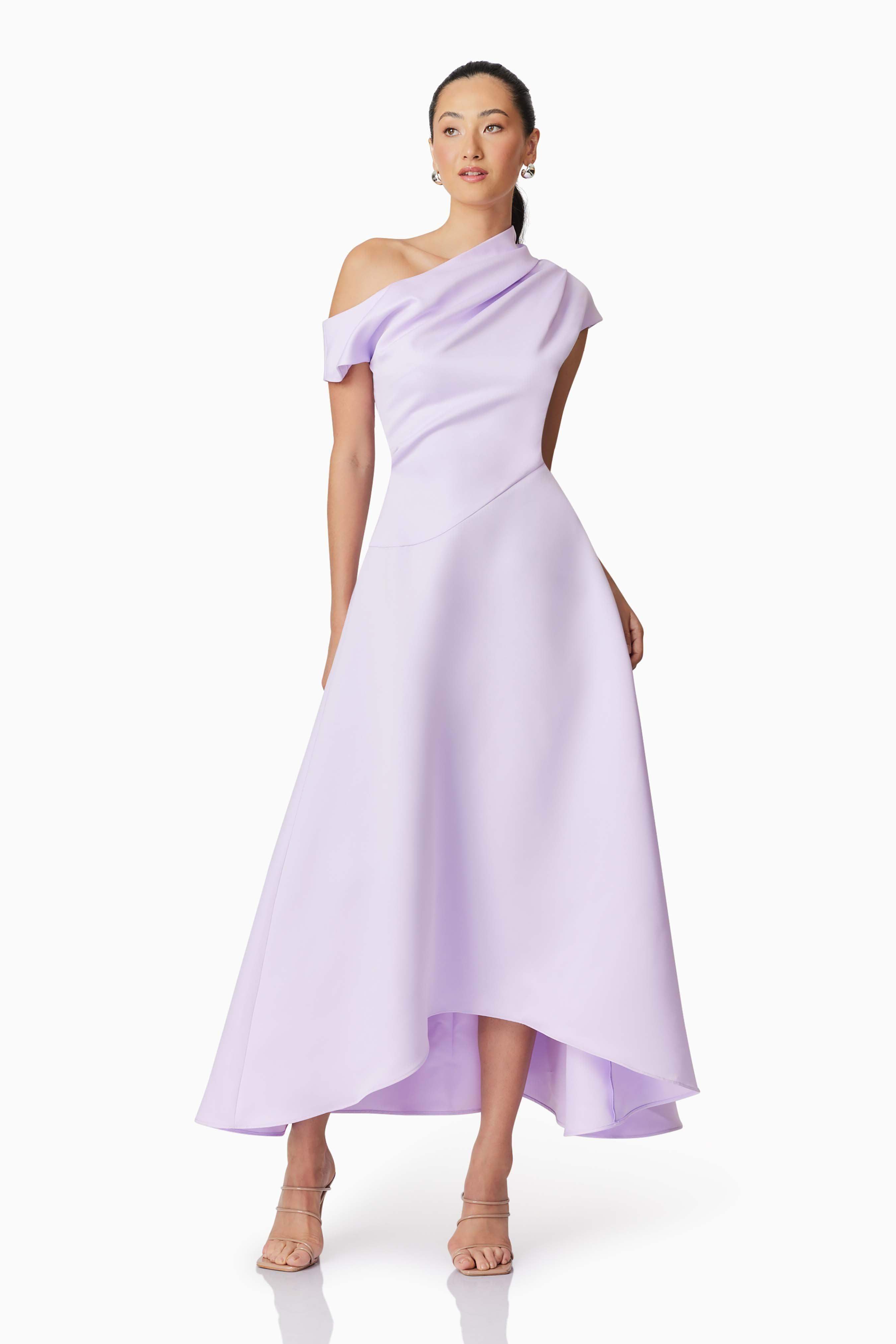 Marissa One Shoulder Gown in Purple