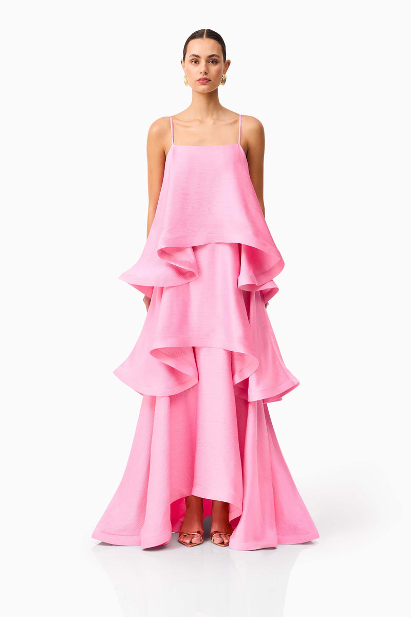 Tilly Tiered Maxi Dress in Pink